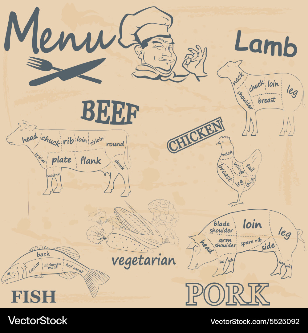 Meat Selection Menu Royalty Free Vector Image - VectorStock