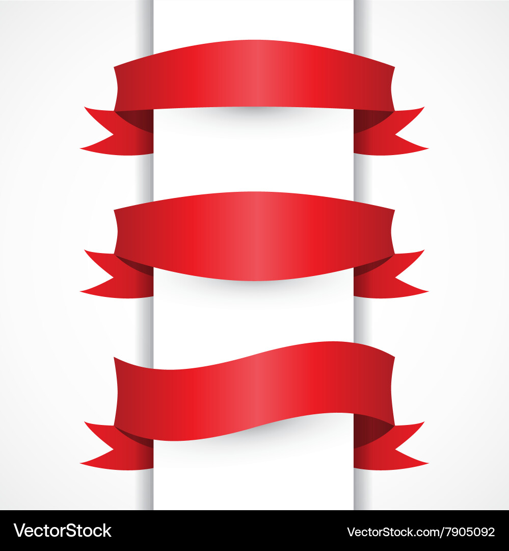 Red ribbon simple set arch flag shapes Royalty Free Vector