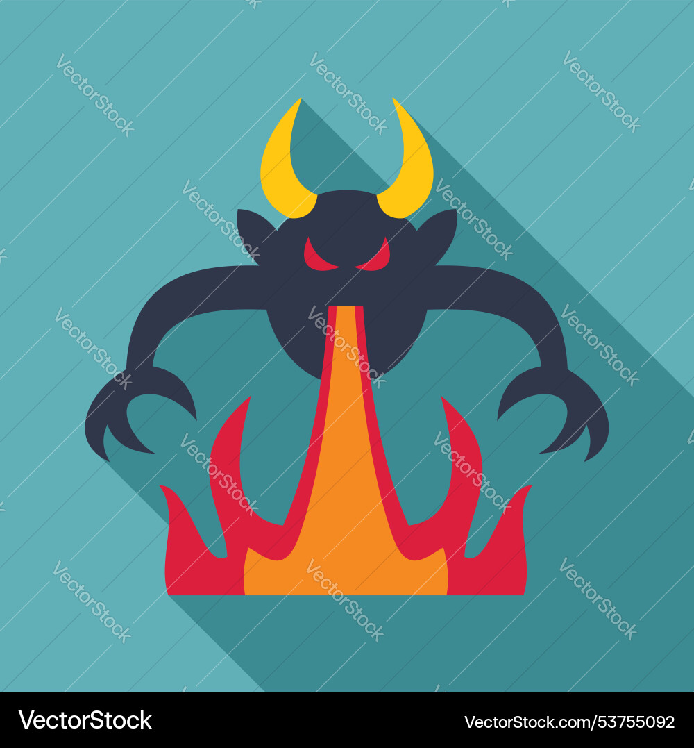 Scary devil monster breathing fire with long Vector Image