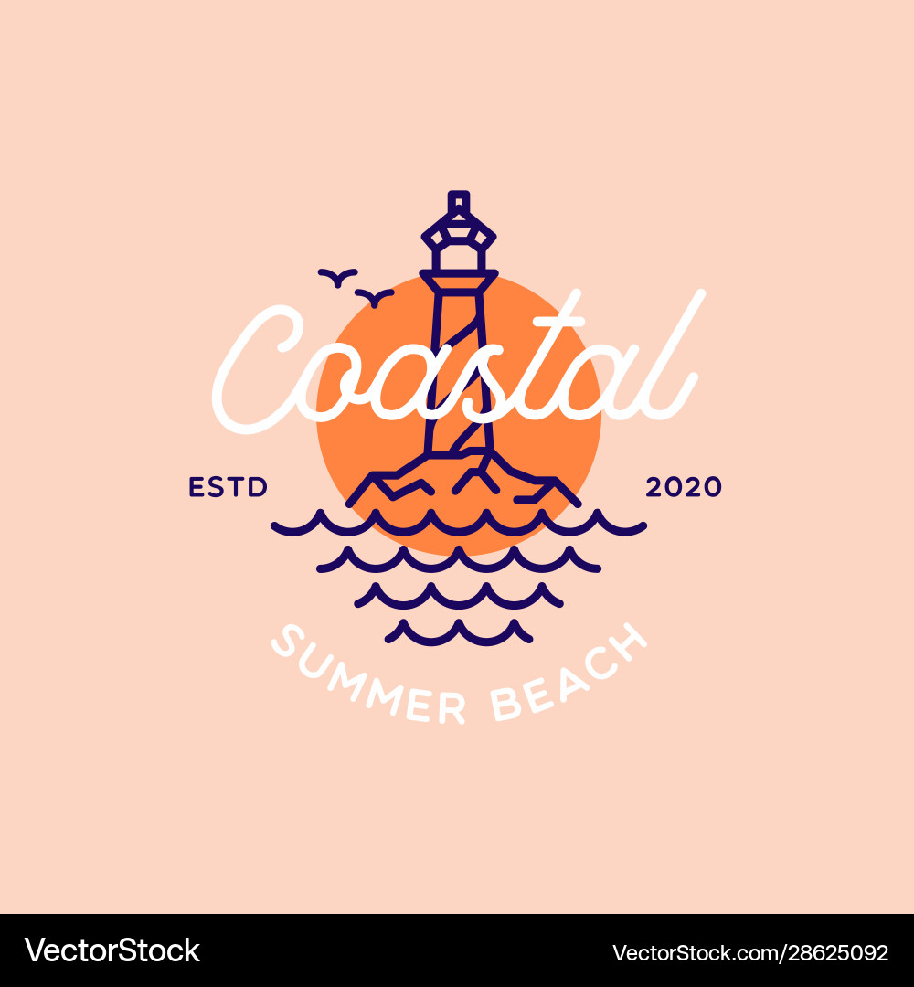 Vintage coastal beach logo design template Vector Image
