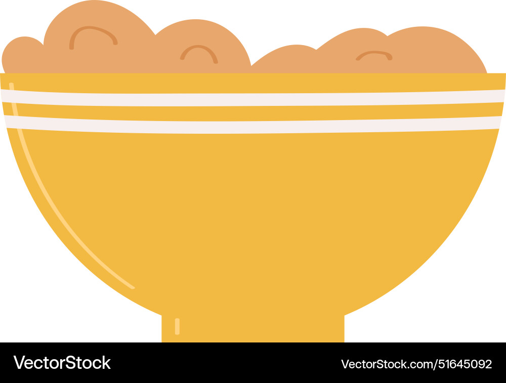 Yellow bowl mashed potatoes cartoon Royalty Free Vector