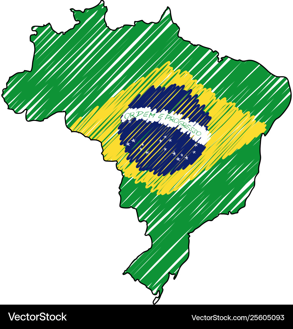 Brazil map hand drawn sketch concept Royalty Free Vector