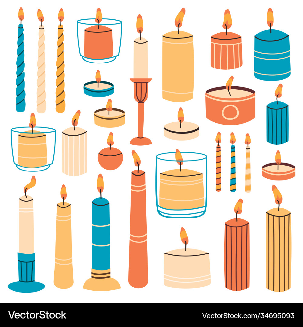 Burning candles wax aromatic Royalty Free Vector Image