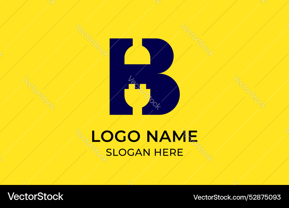Logo minimalist letter b and electrical connect Vector Image