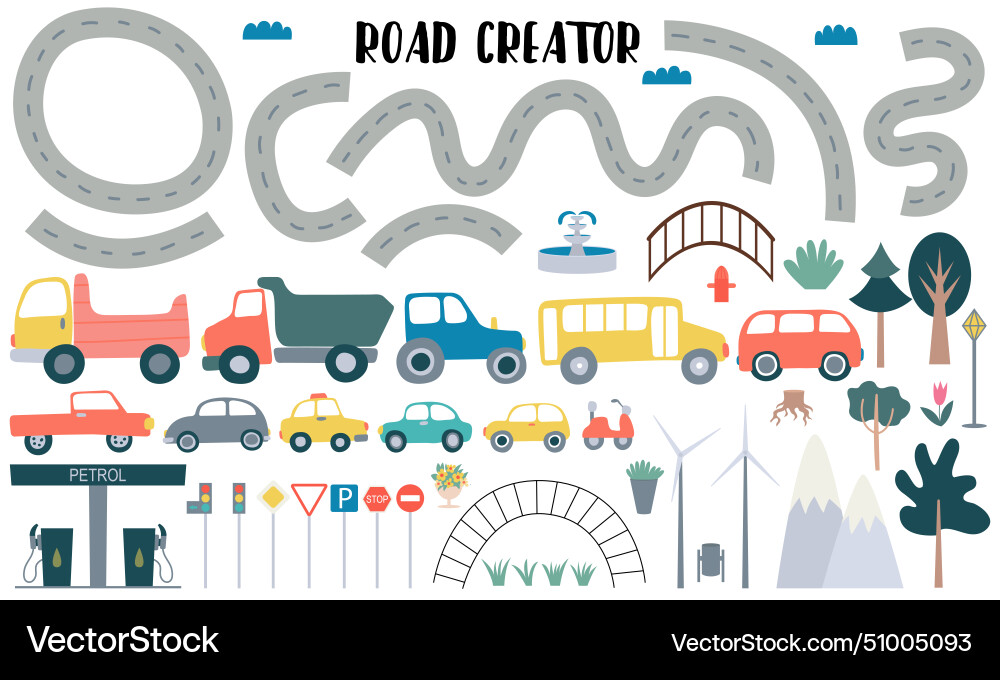 Road creator kids collection Royalty Free Vector Image