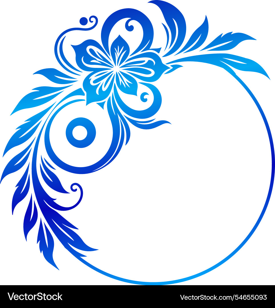 Simple blue circle floral border Royalty Free Vector Image