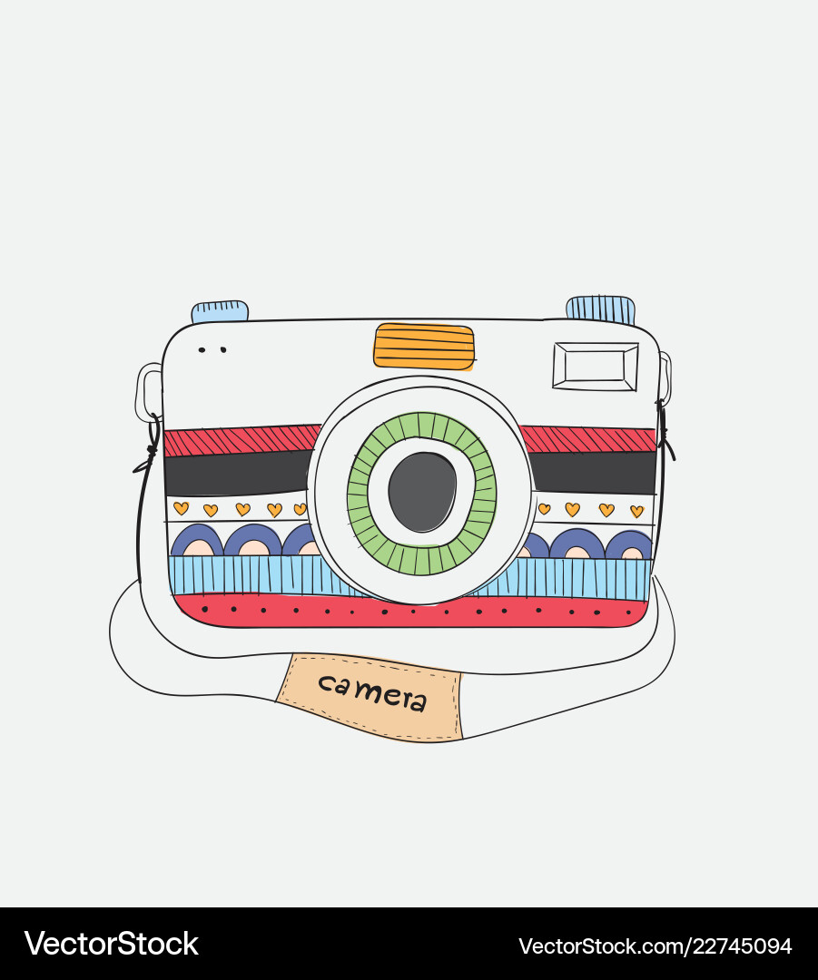 Cute camera with a variety of patterns Royalty Free Vector