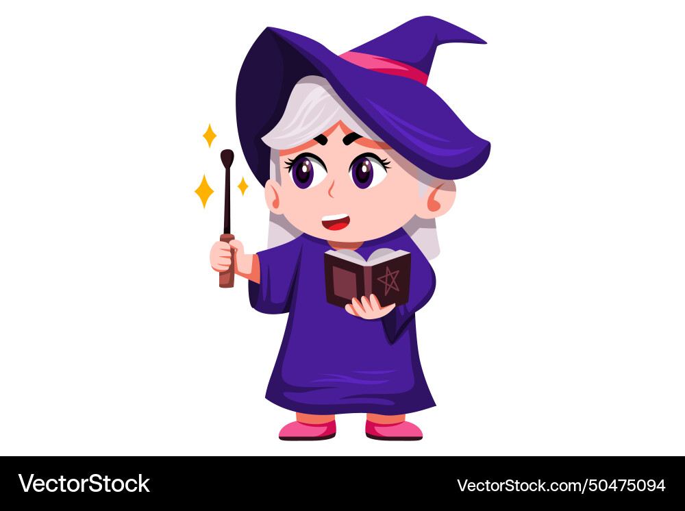 Cute witch character design Royalty Free Vector Image