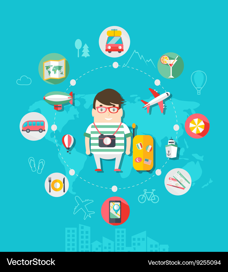 Icon set of travelling Royalty Free Vector Image