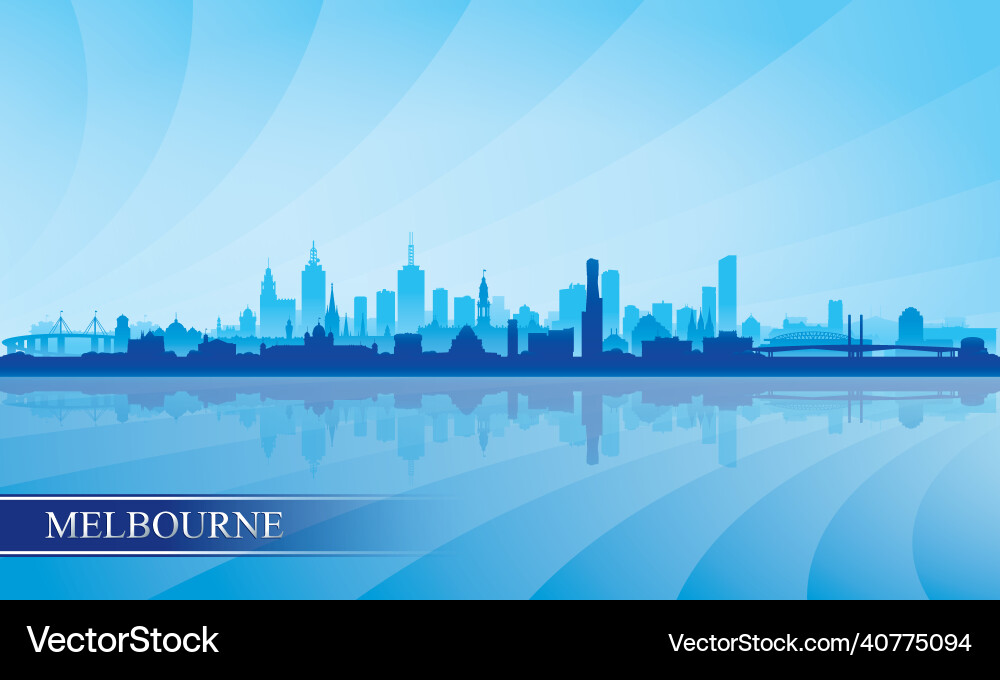 Melbourne city skyline silhouette background Vector Image