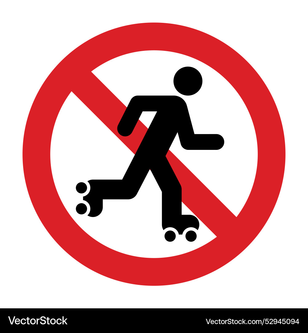 No roller skate sign allowed skating Royalty Free Vector
