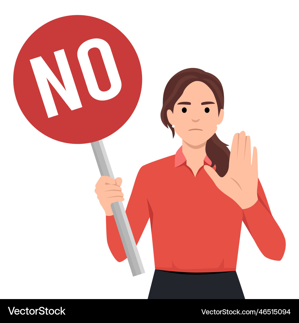 Rejection Stop Sign Woman Royalty Free Vector Image