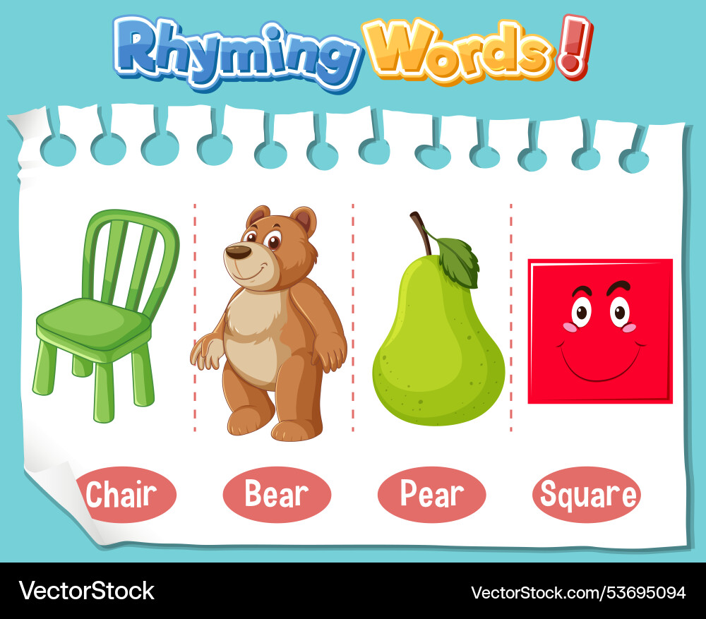 Rhyming words with images Royalty Free Vector Image