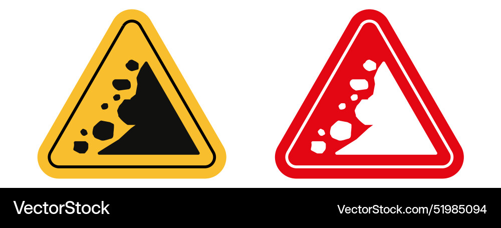 Rockfall warning road sign ensure safety Vector Image