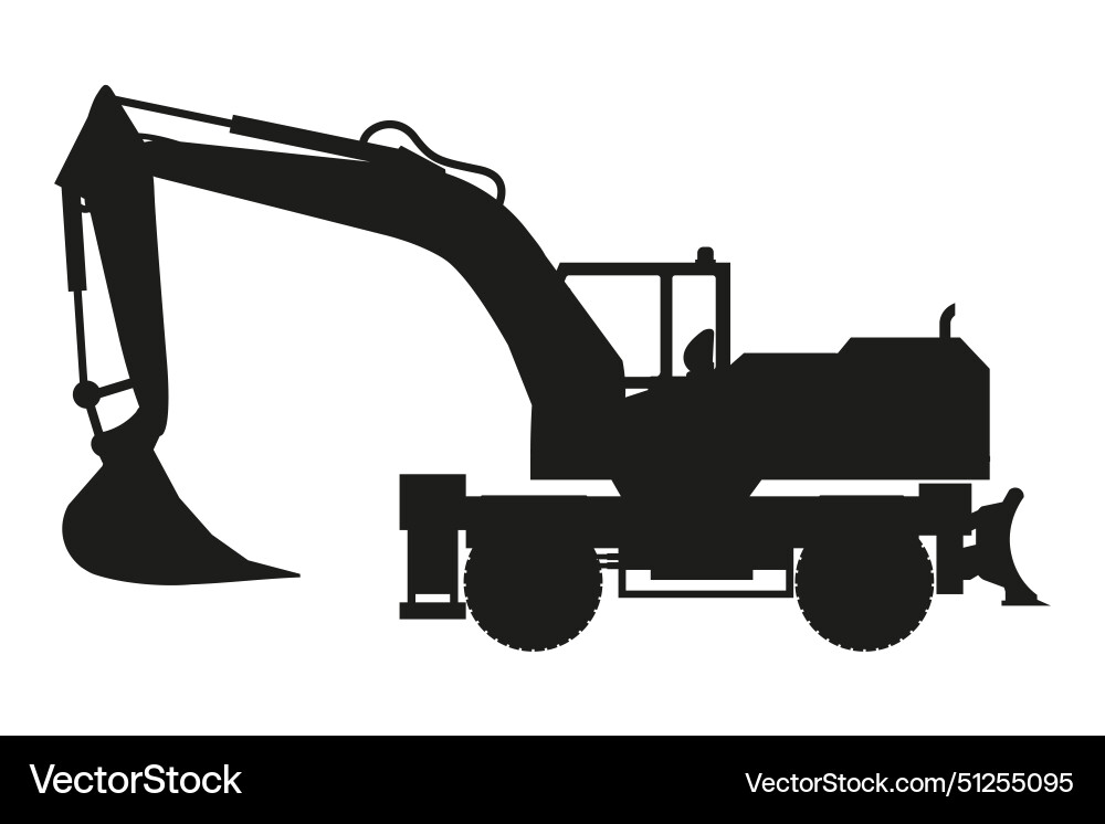 Backhoe silhouette heavy machinery Royalty Free Vector Image