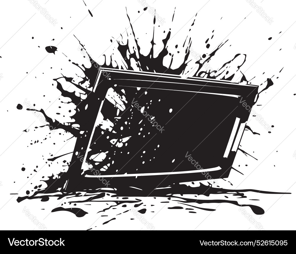 Cracked console concept design of broken tv Vector Image