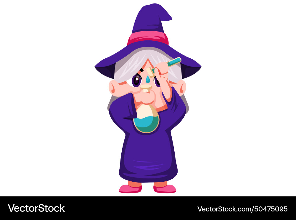 Cute witch character design Royalty Free Vector Image