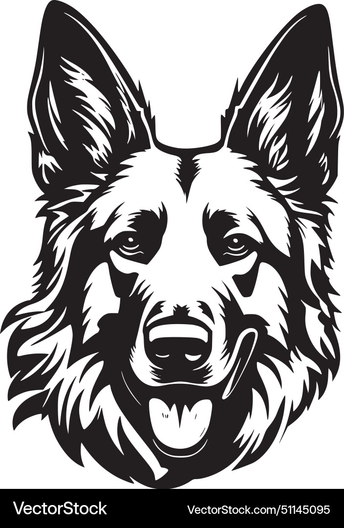 German shepherd - black and white Royalty Free Vector Image