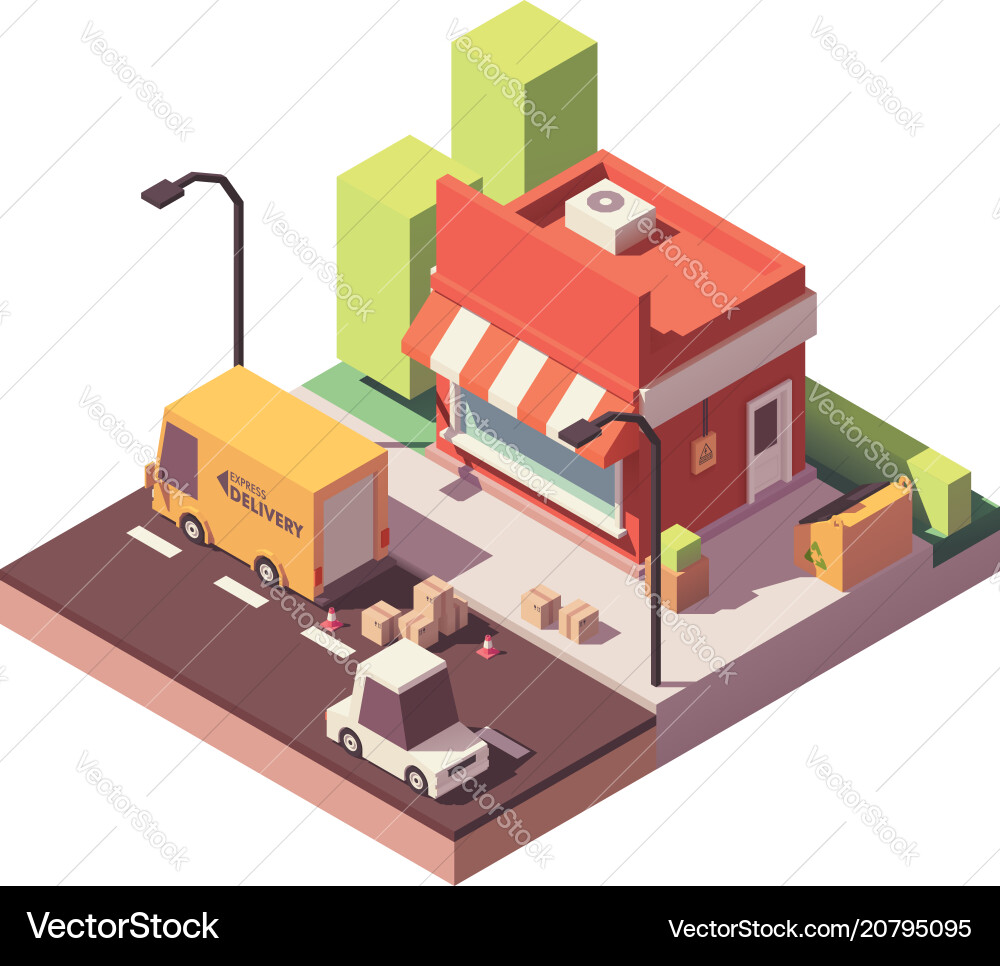 Isometric Shop Delivery Icon Royalty Free Vector Image