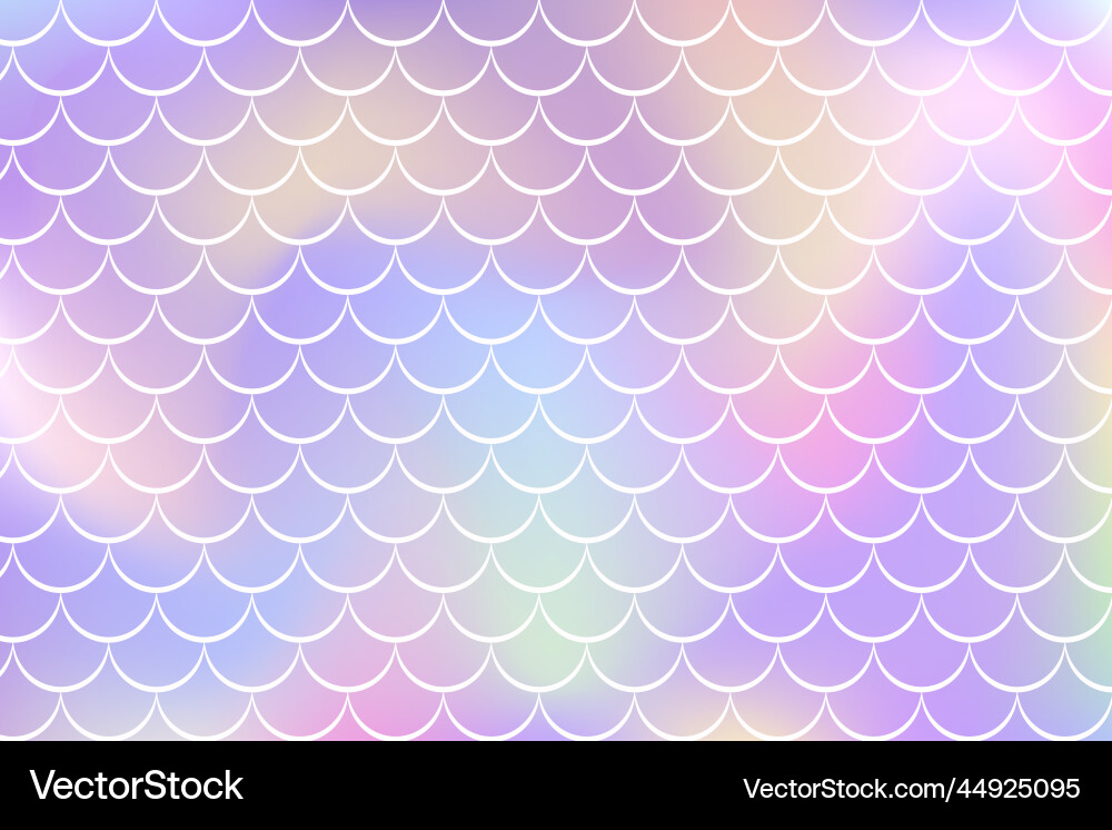 Mermaid holographic background with fish scale Vector Image