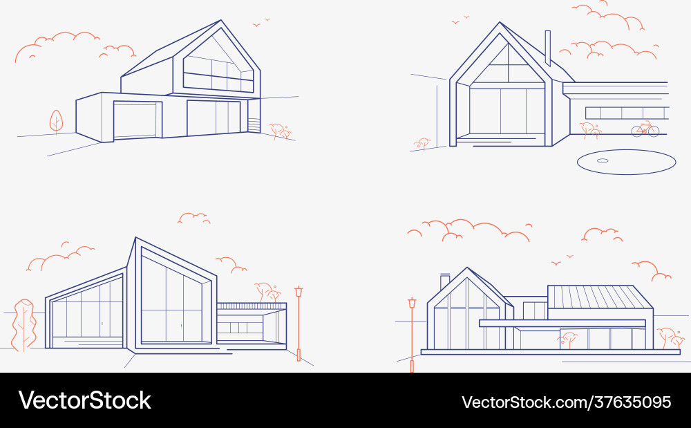Modern barn house architecture Royalty Free Vector Image