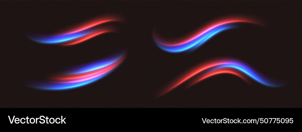 Neon car lights in motion dynamic slow shutter Vector Image