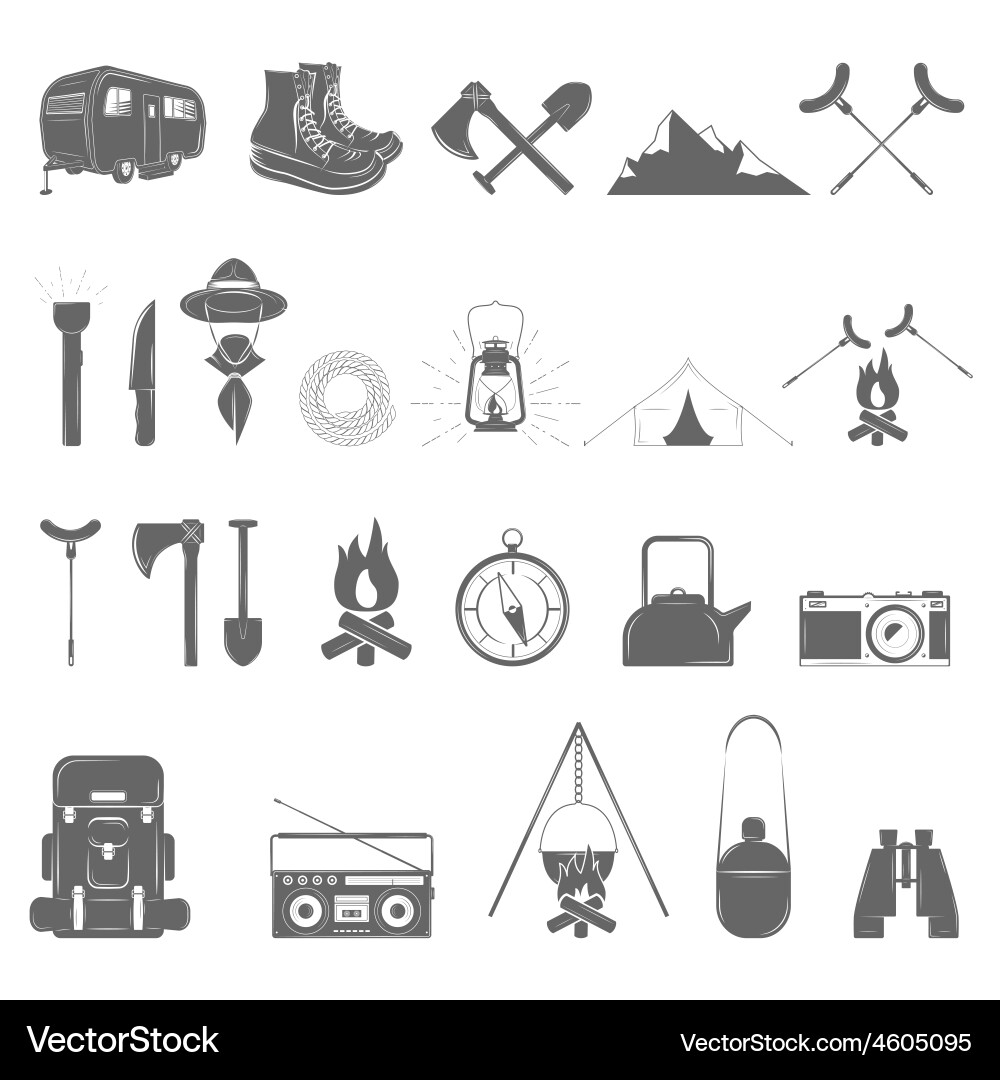 Outdoor Recreation Icon Collection Royalty Free Vector Image