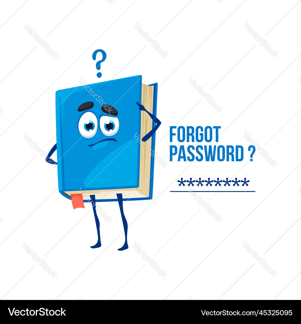 Password Recovery Book Character Royalty Free Vector Image