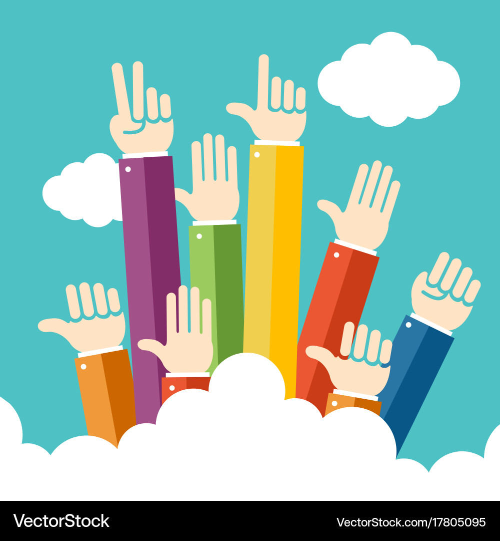 Raised hands up Royalty Free Vector Image - VectorStock