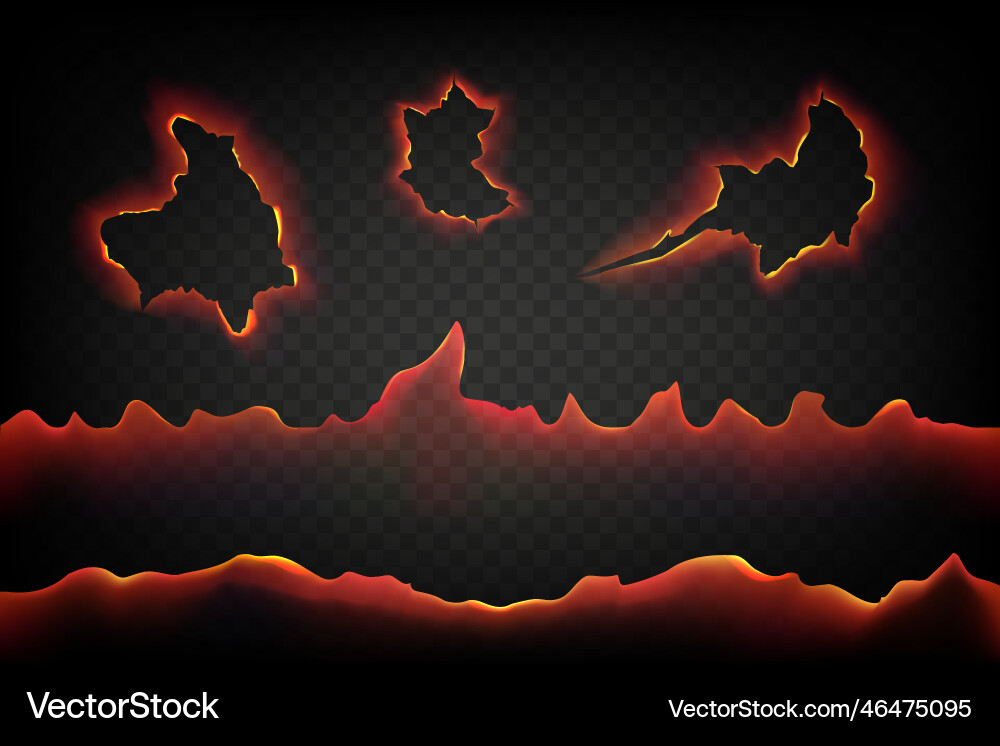 Realistic burn cracks charred pieces or paper Vector Image
