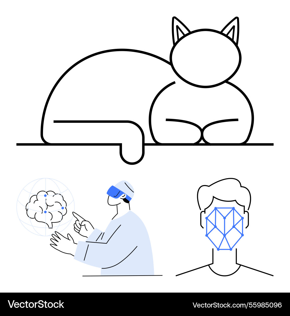 Ai integration with brain mapping facial Vector Image