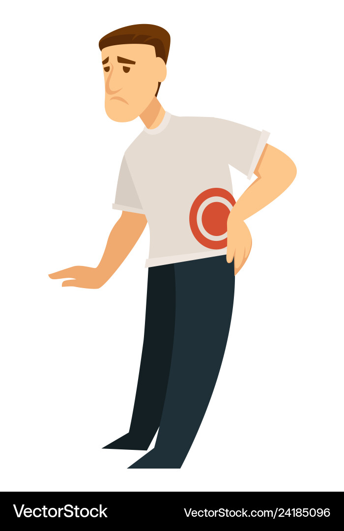 Backache back pain inflammation isolated male Vector Image