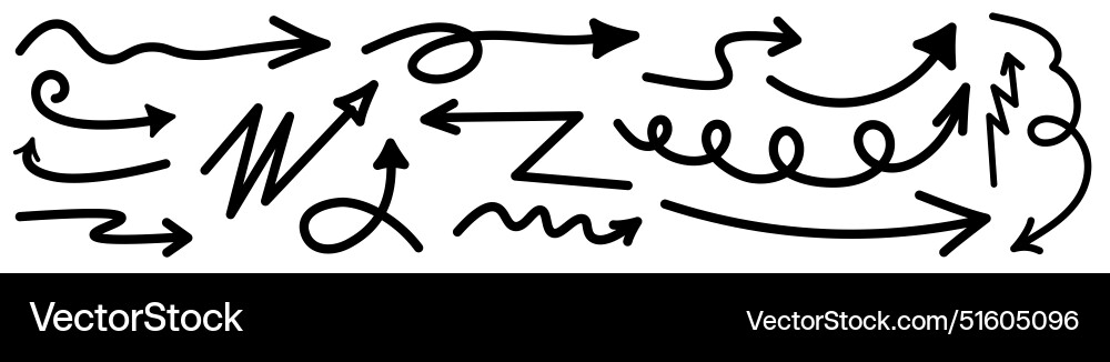 Hand-drawn arrows in different directions Vector Image