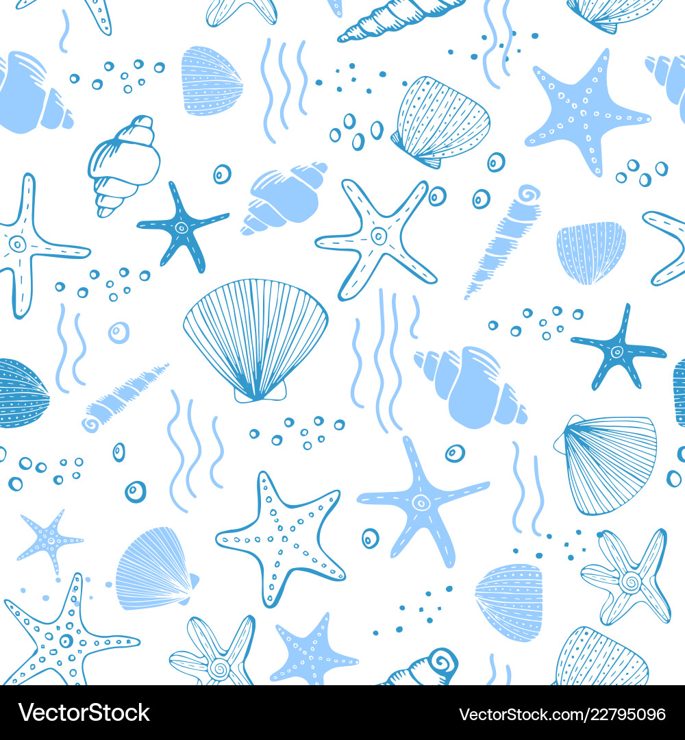 Marine seamless pattern sea life Royalty Free Vector Image