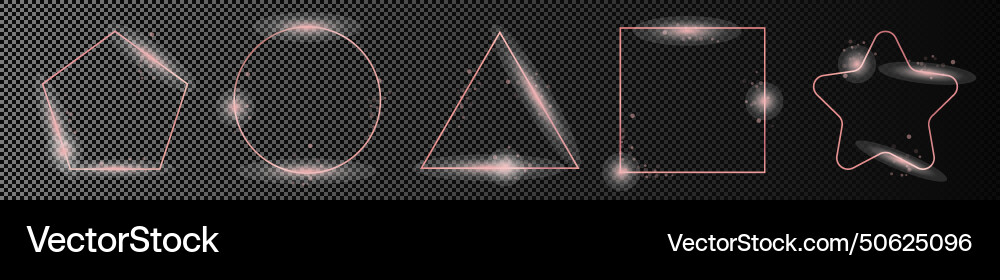 Rose gold glowing different geometric shape frame Vector Image