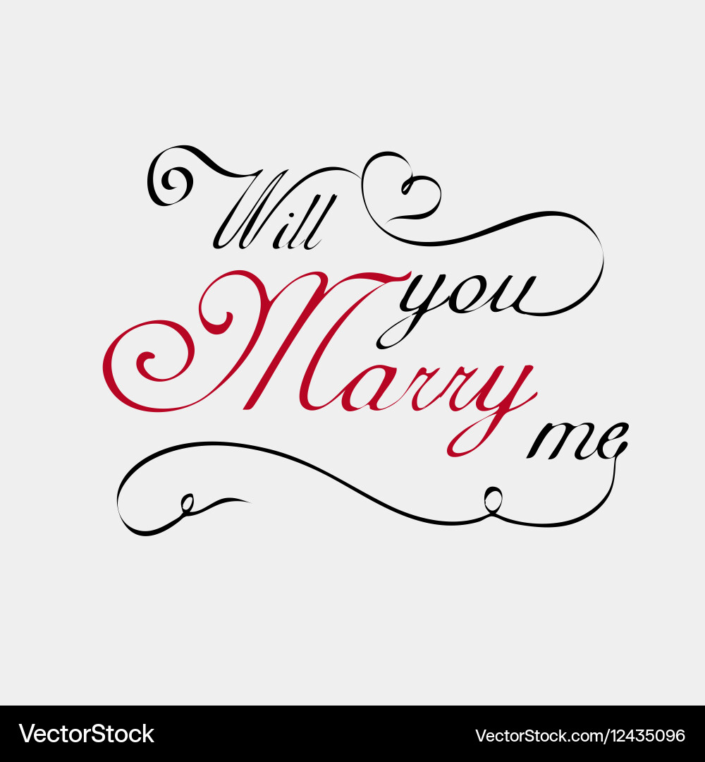 Will you marry me lettering calligraphy Royalty Free Vector