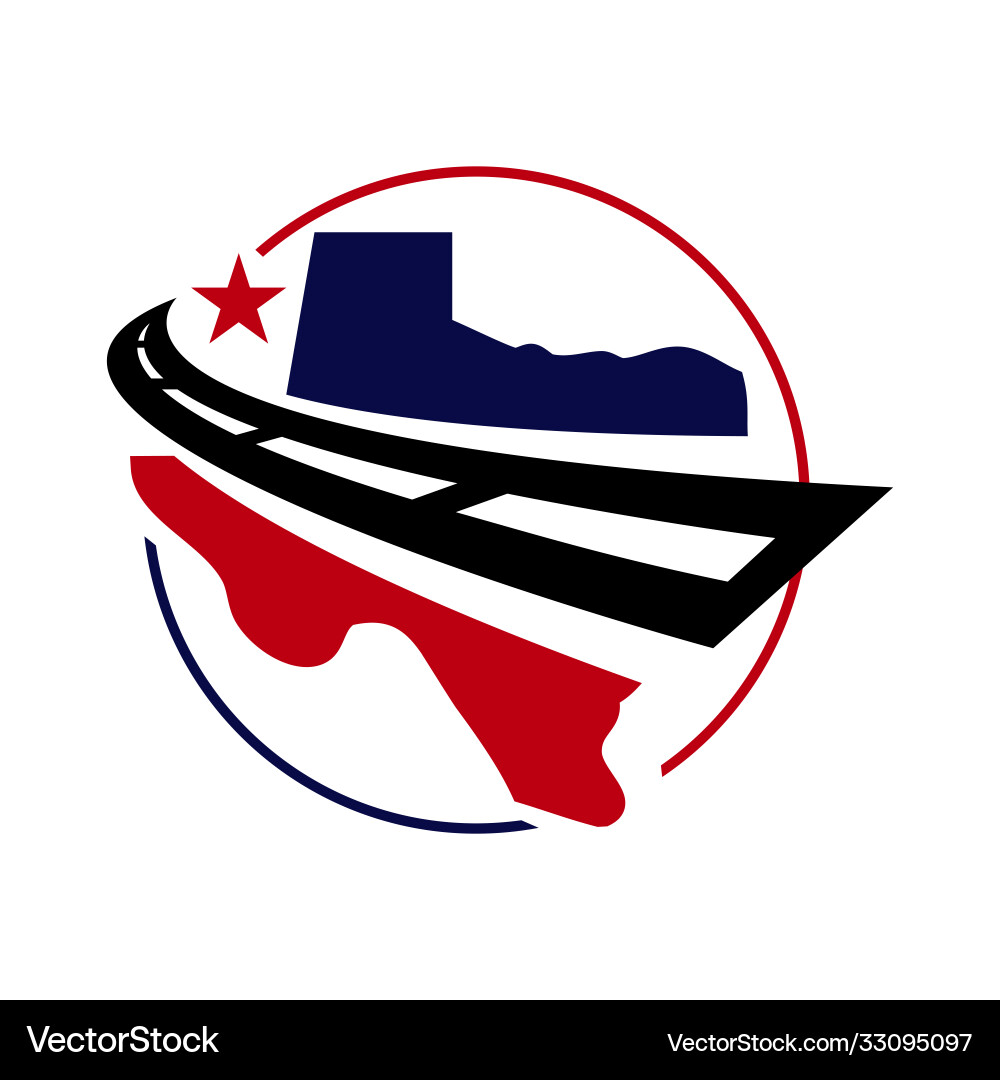 Combination road icon and texas map logo Vector Image