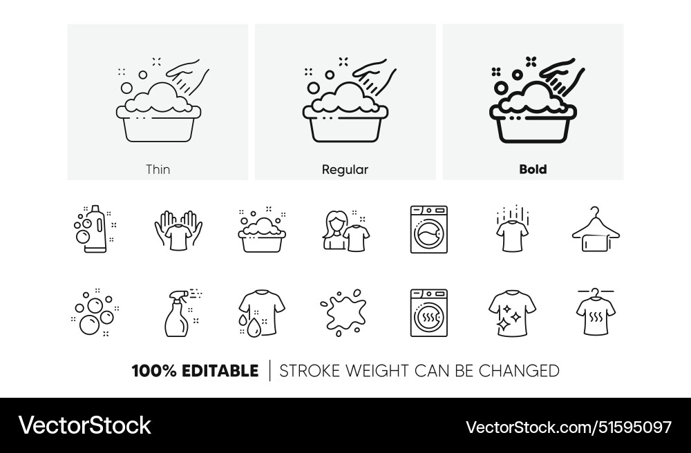 Laundry line icons dryer washing machine Vector Image