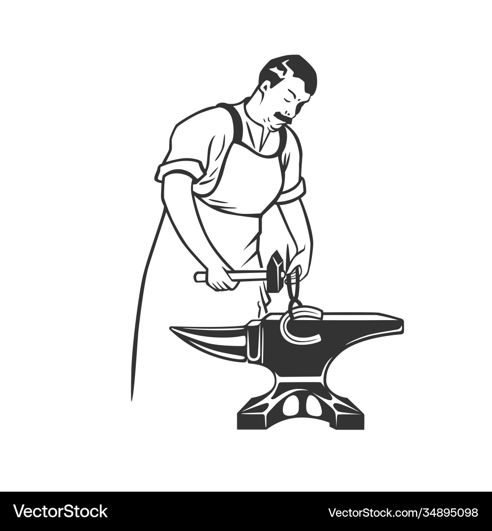 Blacksmith isolated symbol stylized retro emblem Vector Image