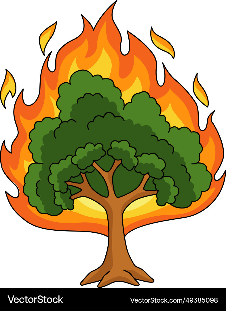 Burning bush cartoon colored clipart Royalty Free Vector