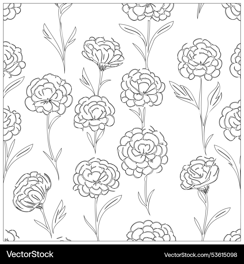 Carnation flower pattern outline sketch Royalty Free Vector