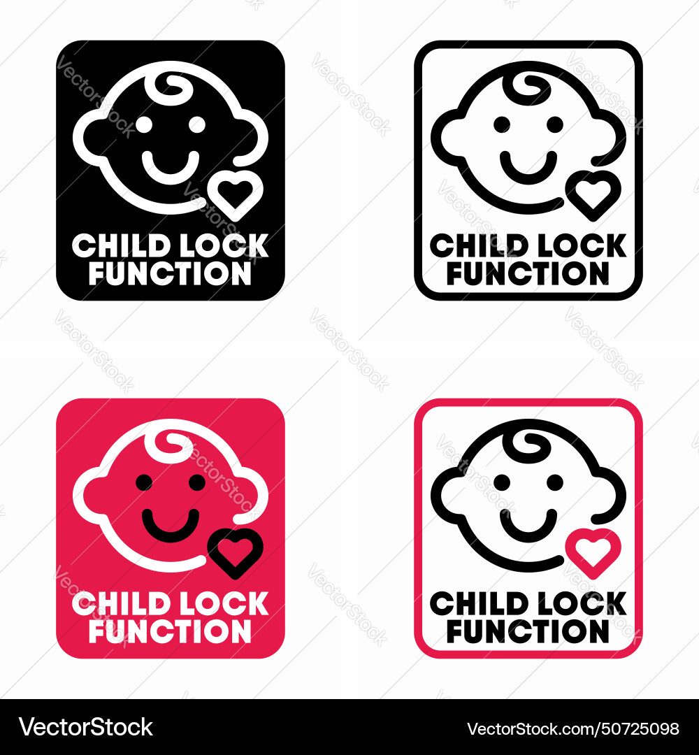 Child lock function information sign Royalty Free Vector
