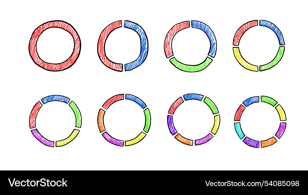 Circular hand drawn chart with color segments Vector Image