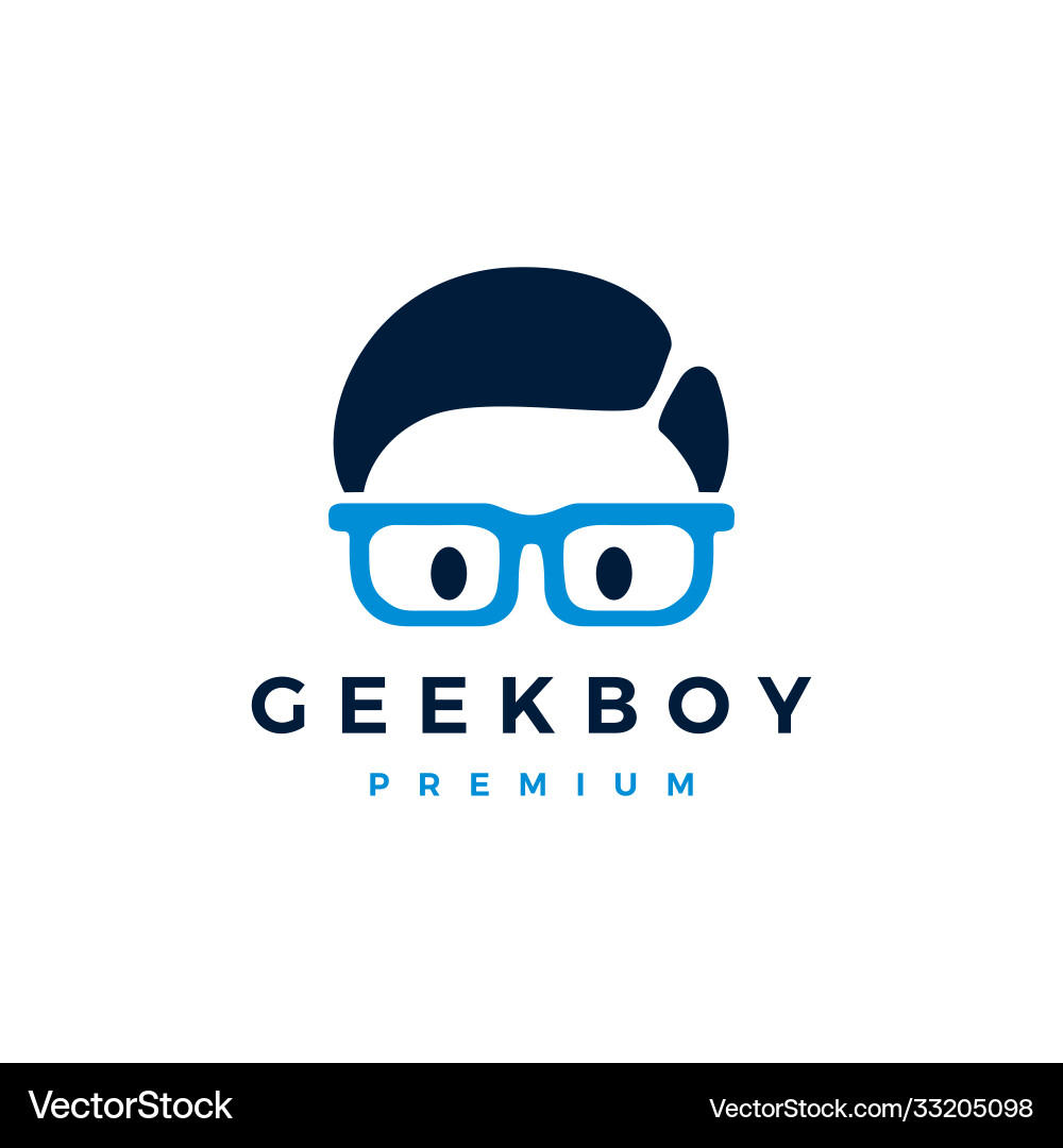 Cool Geek Boy Logo Icon Royalty Free Vector Image