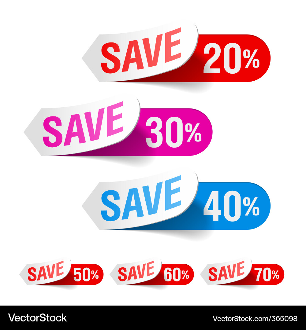 Discount labels Royalty Free Vector Image - VectorStock