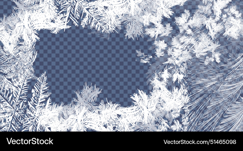 Frost background snow frame frozen window magical Vector Image