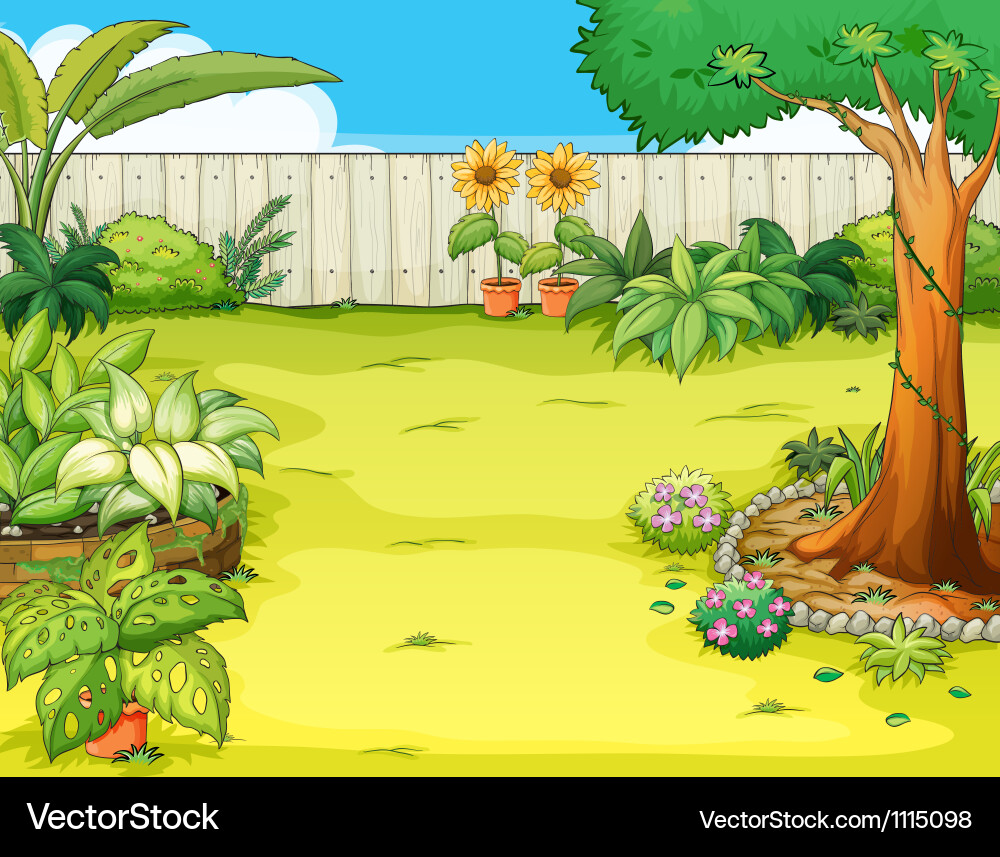 Garden with flowers Royalty Free Vector Image - VectorStock