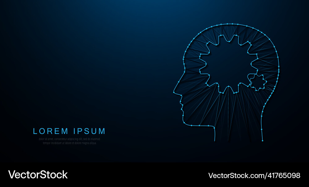 Human head thinking gear in icon form lines Vector Image