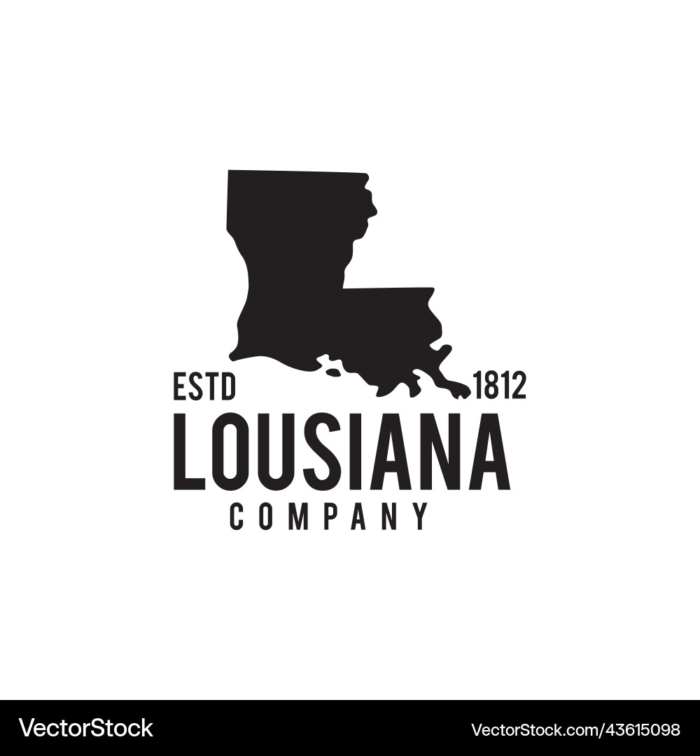 Lousiana map outline logo design Royalty Free Vector Image