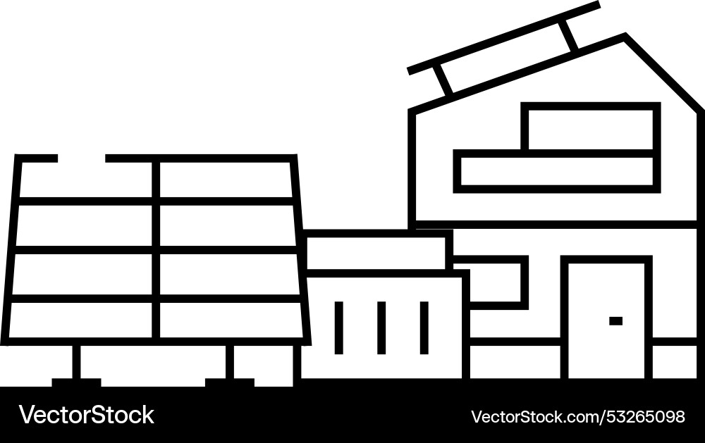 Off grid solar panel line icon Royalty Free Vector Image
